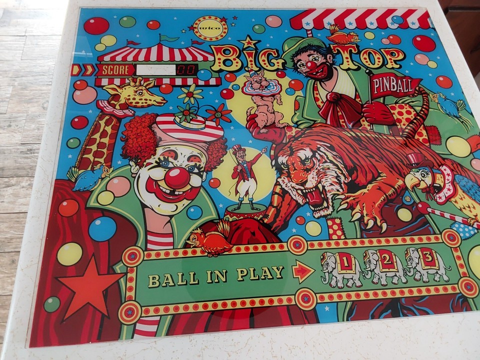OLD PINBALL MACHINE FRONT PANEL - WICO BIG TOP PINBALL (Circus) | eBay