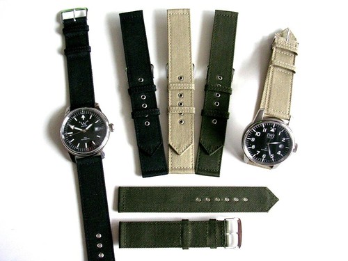 NATO ® 2pc WWII Canvas Military army watch band Field strap Chrome IW ...