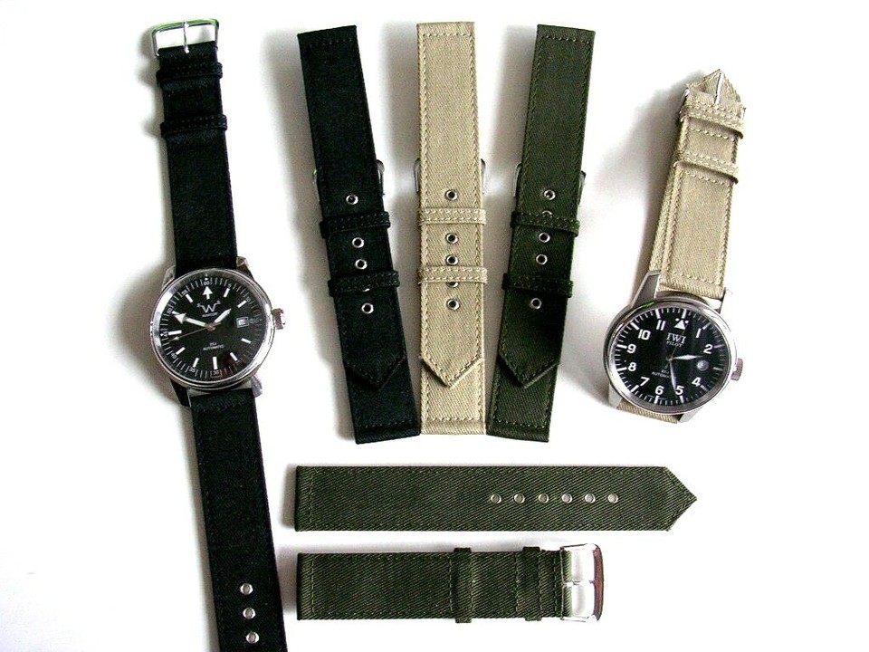 NATO ® 2pc WWII Canvas Military army watch band Field strap Chrome IW ...