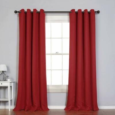 Set 2 Solid Red Window Curtains Panels Drapes 63 84 95 in L Darkening ...