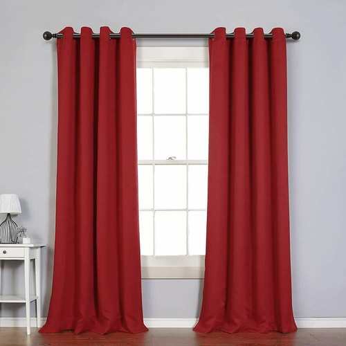 Set 2 Solid Red Window Curtains Panels Drapes 63 84 95 in L Darkening ...