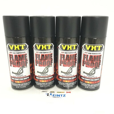 VHT SP102-4 PACK FLAT BLACK High Temperature Flame Proof Header Paint ...