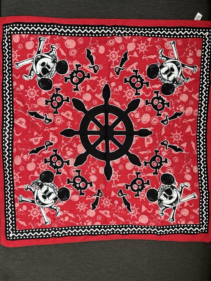 DCL Disney Cruise Line Treasure Red Pirate Handkerchief Bandana 21 X 21 ...