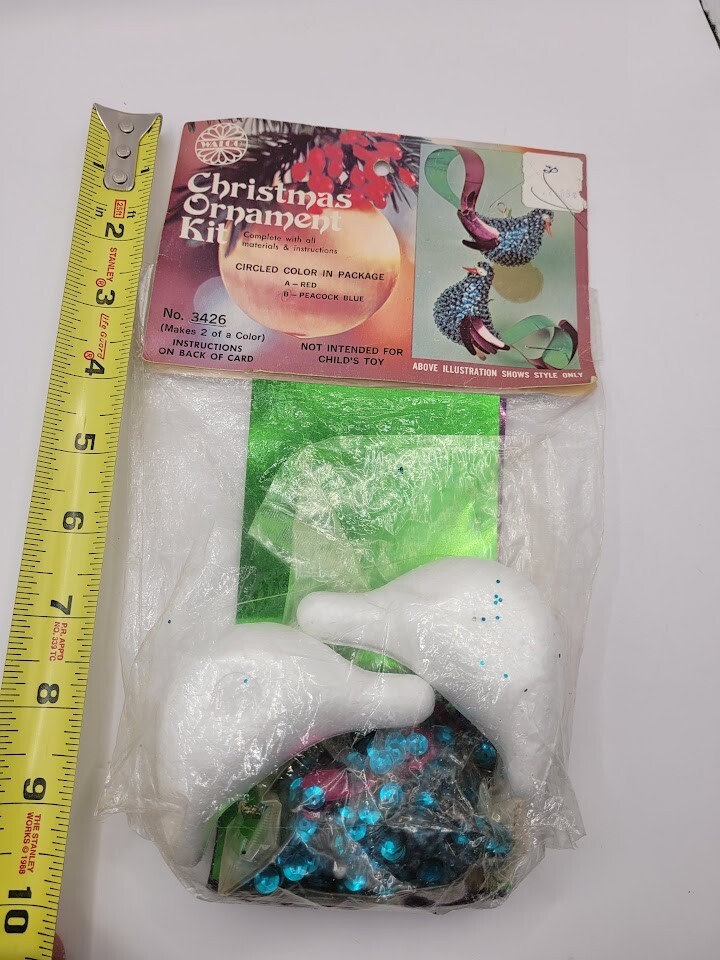Walco PARTRIDGE BIRD Blue RARE Sequin Bead Christmas Ornament Kit ...