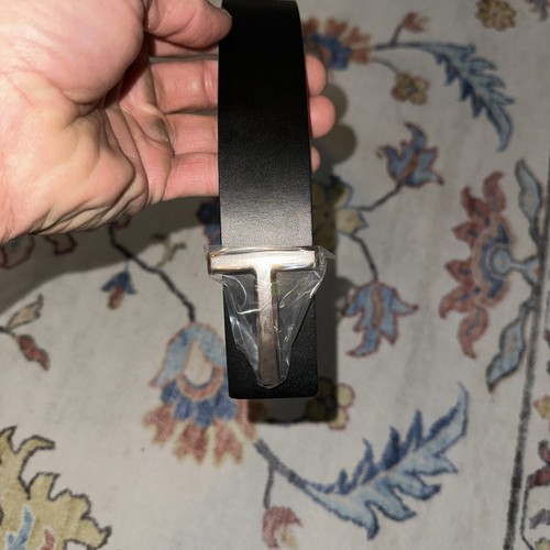 Tom Ford Mens Ridge T Logo Black/ Leather Dress Belt Sz 105 Gold Buckle ...