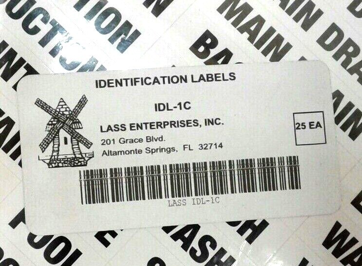 Lass Pool & Spa Identification Labels IDL-1C Black On White Pk Of 25 ...