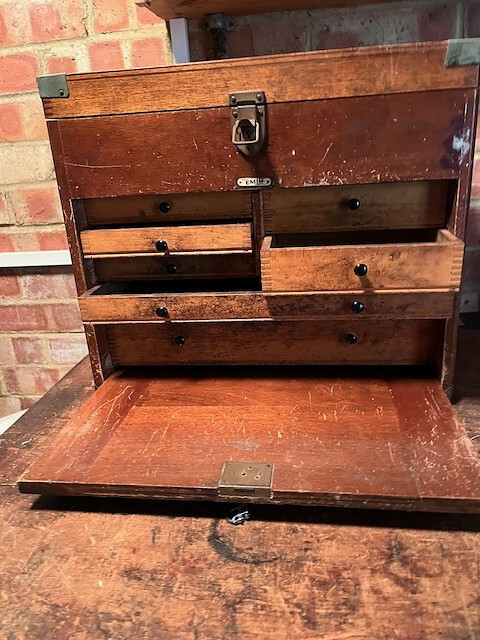 A Vintage 7 Drawer Wooden Toolmakers Engineers Cabinet Tool Box Chest ...
