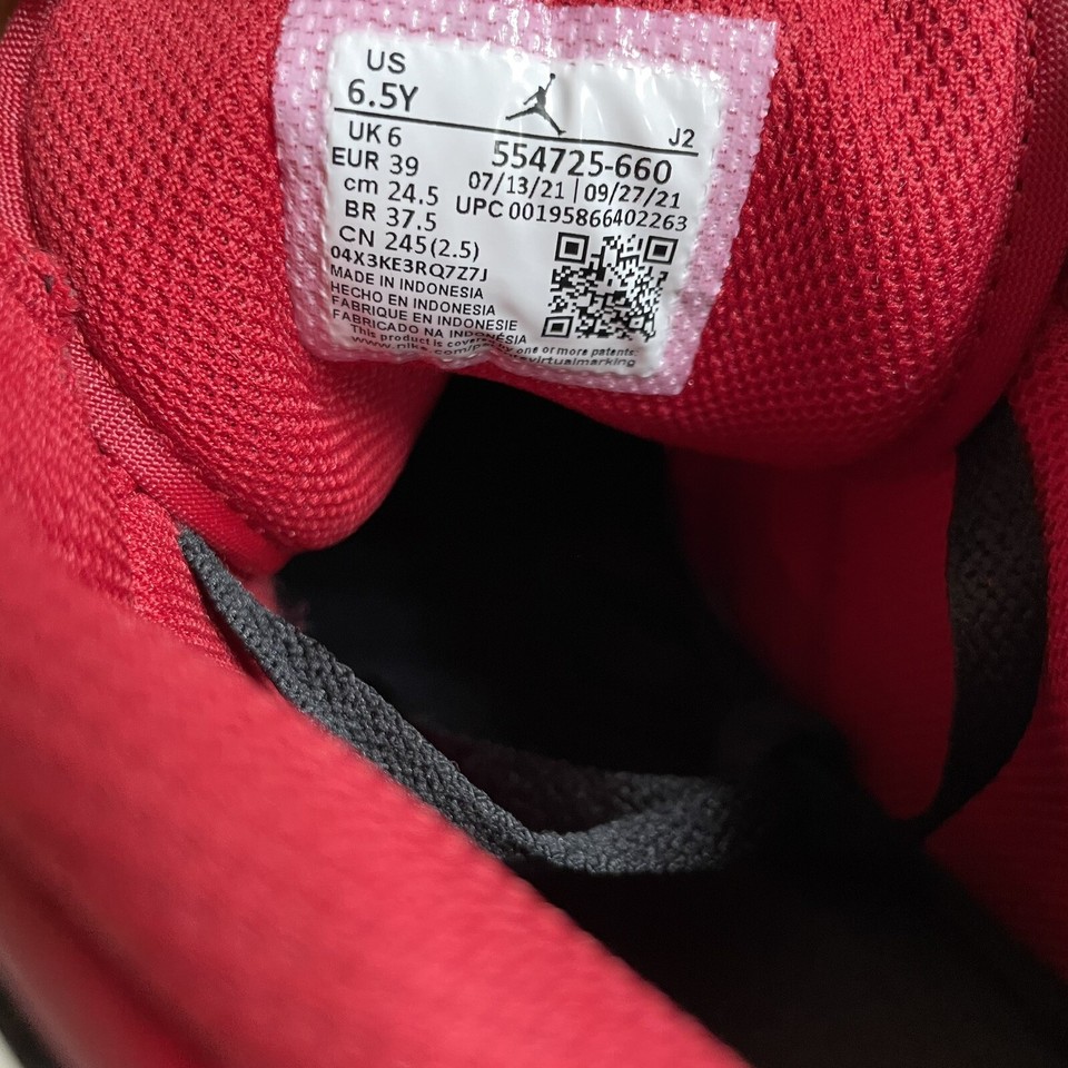 Nike Air Jordan 1 Mid Reverse Bred Shoes Sz 6.5Y Gym Red Black White ...