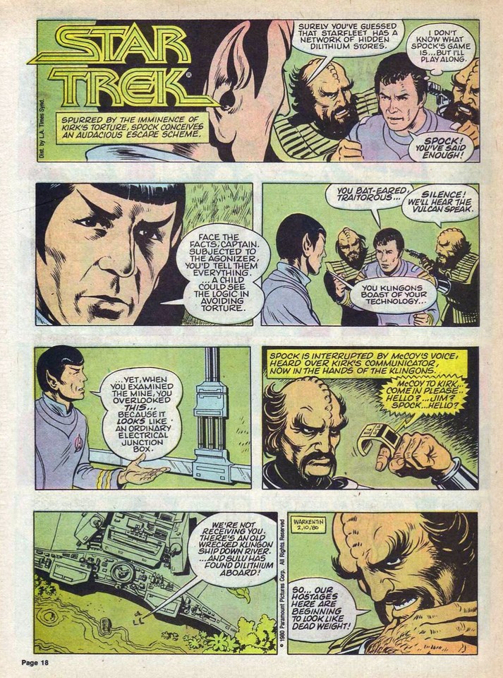 Star Trek - Kirk & Spock - lot of 4 full page color Sunday comics ...