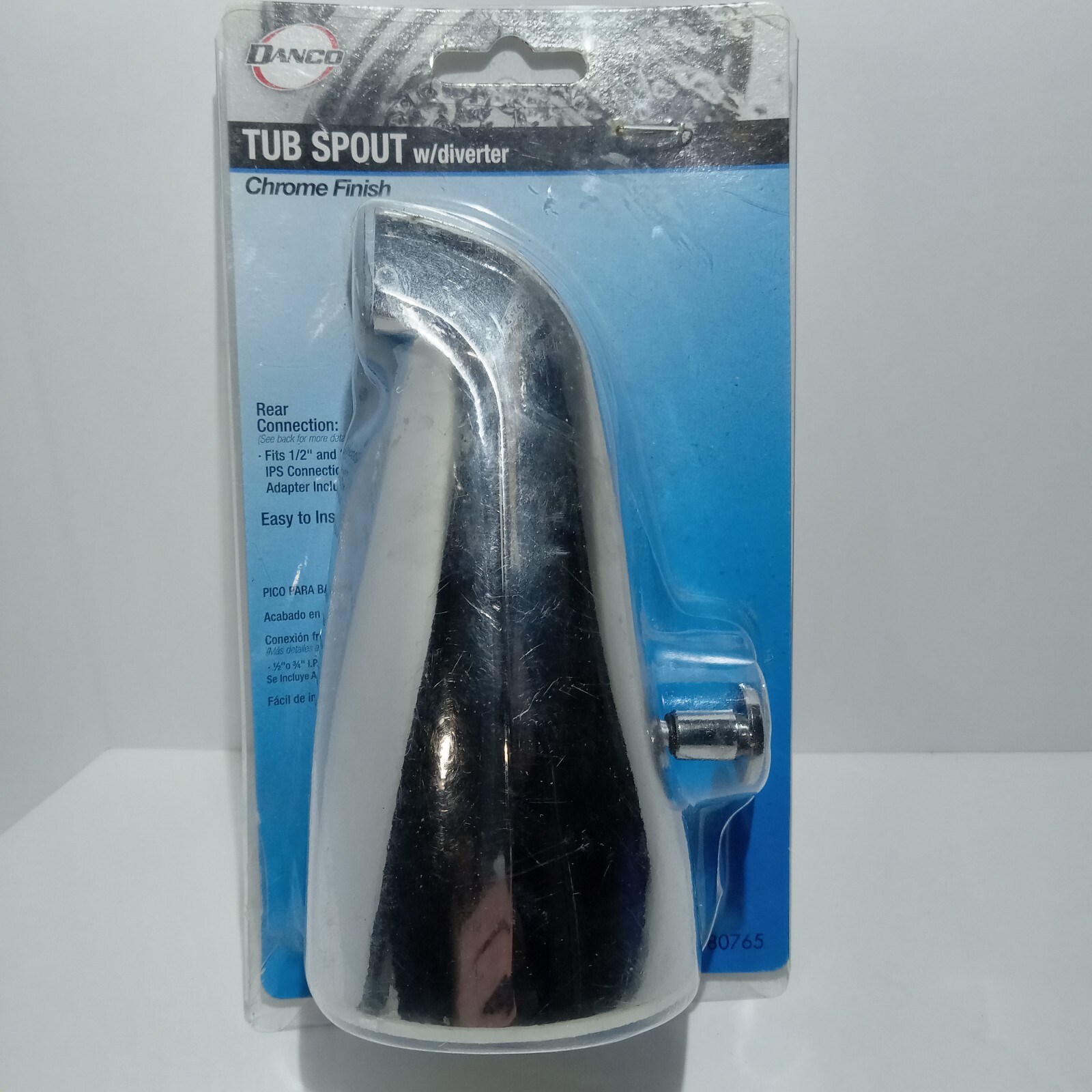 Danco Tub Spout 1/2" or 3/4" IPS Connect w/ Adapter & Diverter Chrome ...