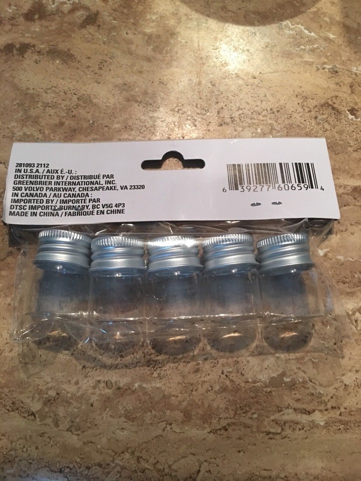 Mini 5 aluminum Lid Glass Vial Jars Containers craft Bottle 0.16 FL oz ...