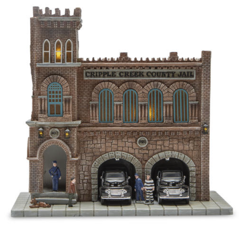O Scale County Jail Building with Lit Interior/Exterior Police Vehicles ...