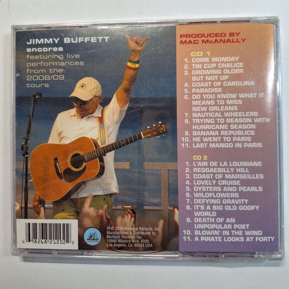 Jimmy Buffett "Encores" 2-CD Live Album 22 Tracks From 2008/09 Tours ...
