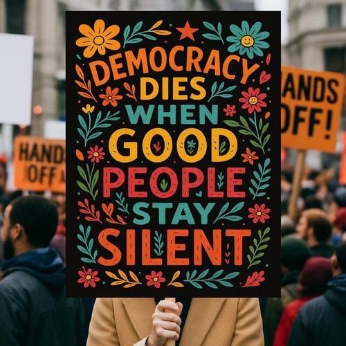 Protect Democracy Protest Poster, No Kings Rally Day Protests Sign ...