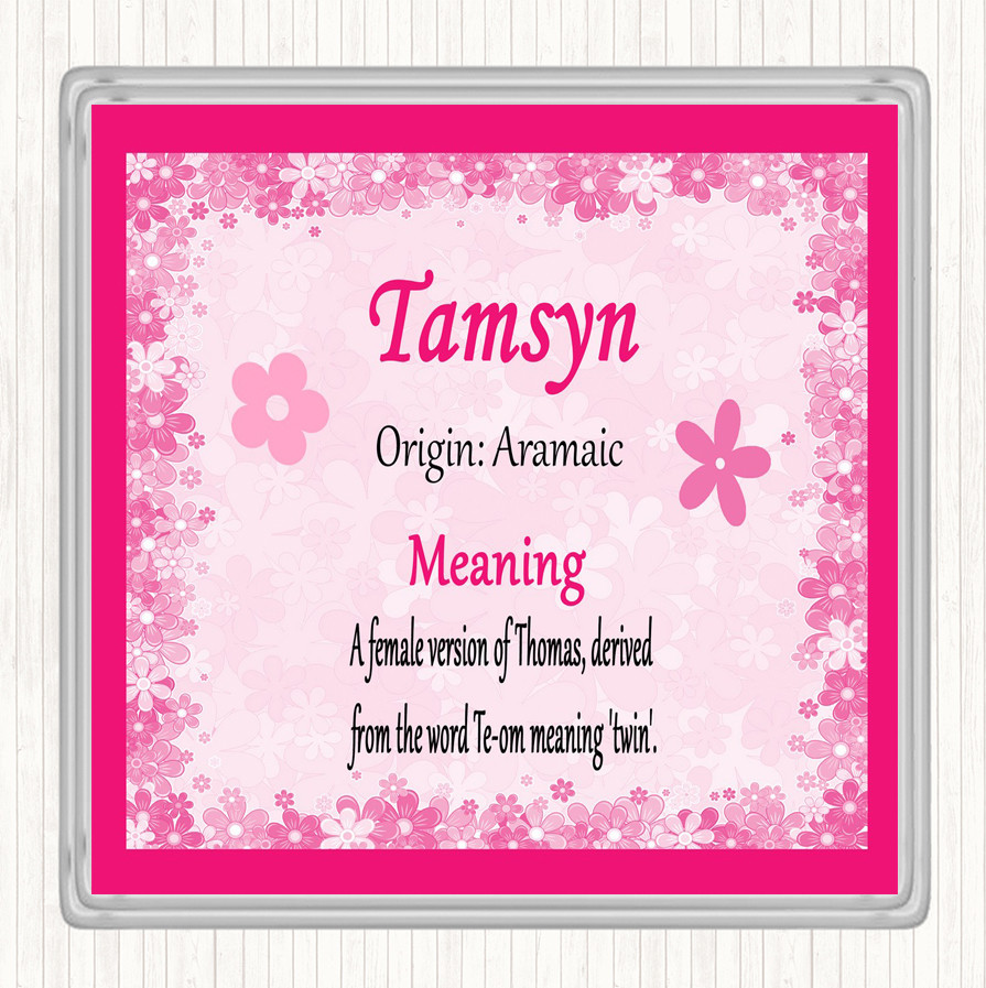 Tamsyn Name Meaning Drinks Mat Coaster Pink | eBay