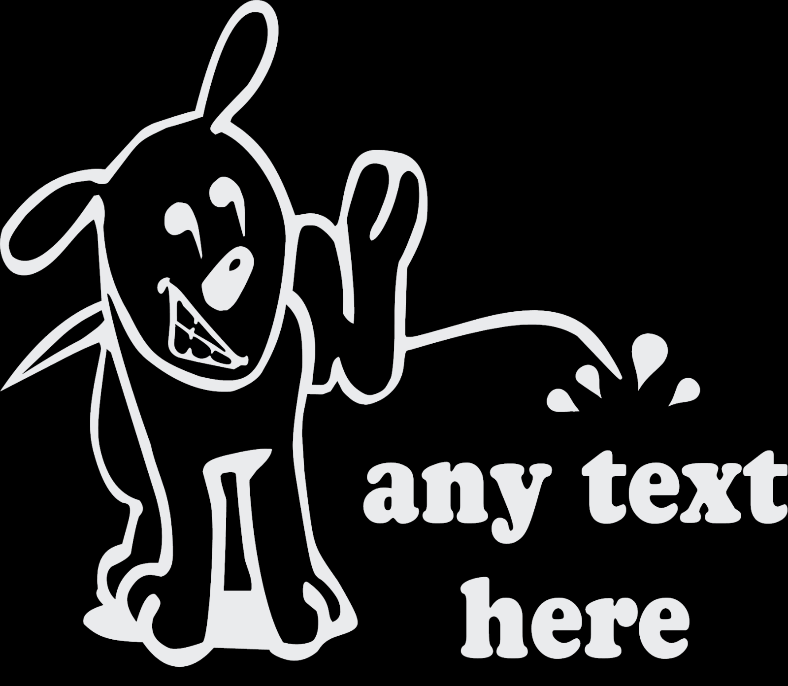 Dog pissing on text Any text you choose Dog peeing on.. Vinyl decal ...
