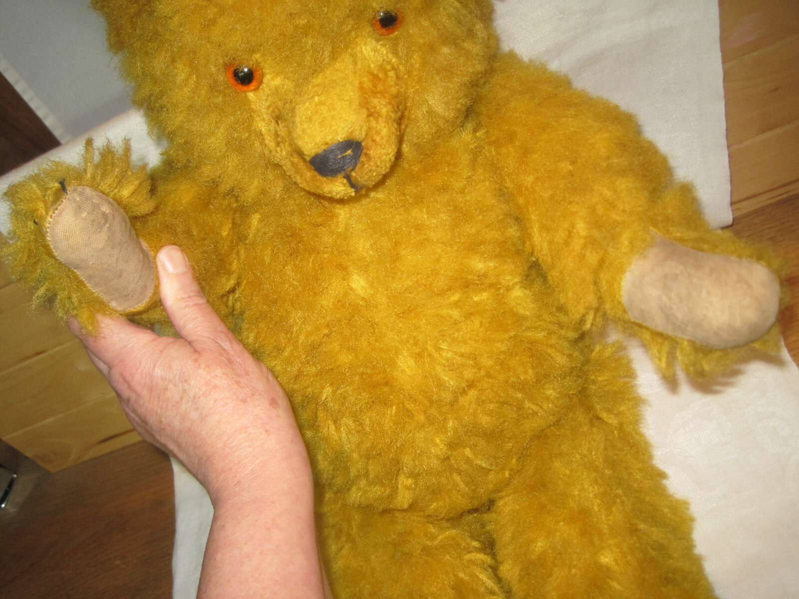 Large vintage straw stuffed Growler Teddy Bear, fully jointed w/glass ...