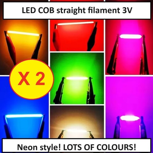 2 x 3V 12V LED Rigid Filament 68mm 54mm 38mm 29mm 19mm Edison Bulb COB ...
