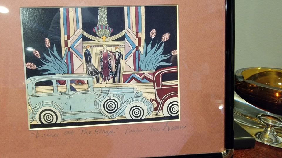 Paula Mae Green "Dinner at the Plaza" 1988, 9x12" Signed on Matte ...