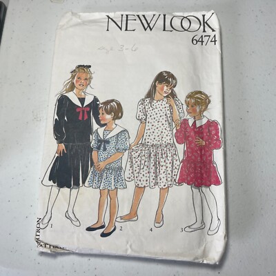 Vintage New Look Pattern 6474 Childs Long & Short Dress | eBay