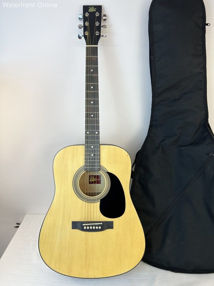 Rogue RA-090-SNA Dreadnought Acoustic Guitar Natural Finish w/ Gig Bag ...