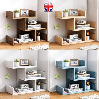 3 Tier Wooden Desktop Bookshelf Organizer Office Desk Storage Shelf ...