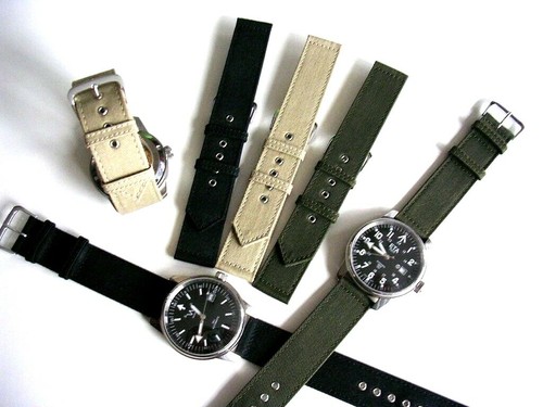 NATO ® 2pc WWII Canvas Military army watch band Field strap Chrome IW ...