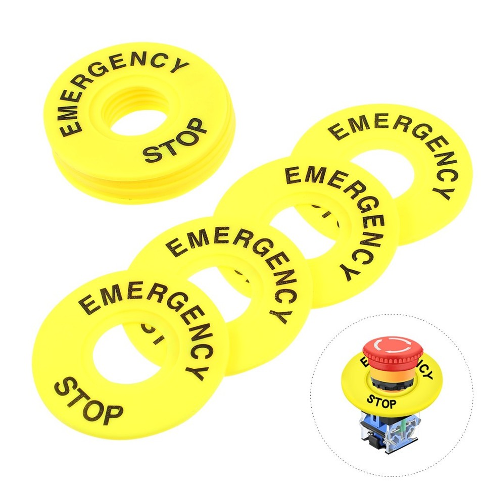 30 Pcs Push Button Inner Diameter Emergency Stop Sign On Push Button ...