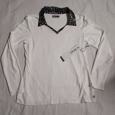 Women's Lija Style Size Medium White Collard Long Sleeve Fleece MSRP ...