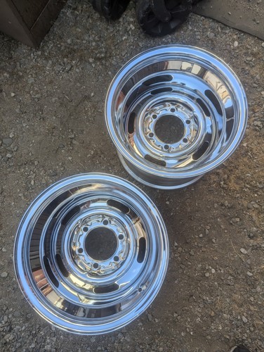 2 Wheel Vintiques 15x10 Chrome Rally Wheels 6 on 5.5'' C10 Chevy Truck ...