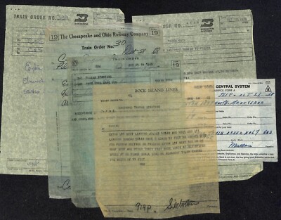 Group of 6 Mostly Tissue Paper Train Orders / Update Notes 1968 & 1978 ...