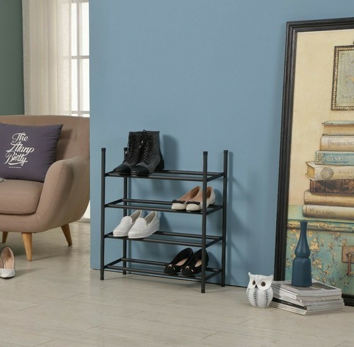 4-Tier Adjustable Shoes Rack (Black) | eBay
