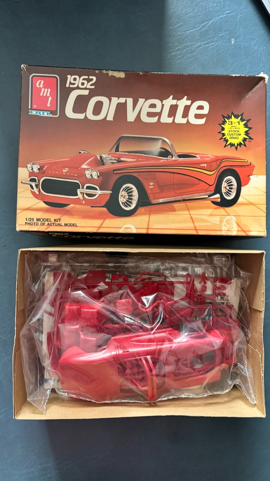 AMT 1962 Chevy Corvette Model Kit Hot Rod 3 in 1 Stock Custom Drag 6521 ...