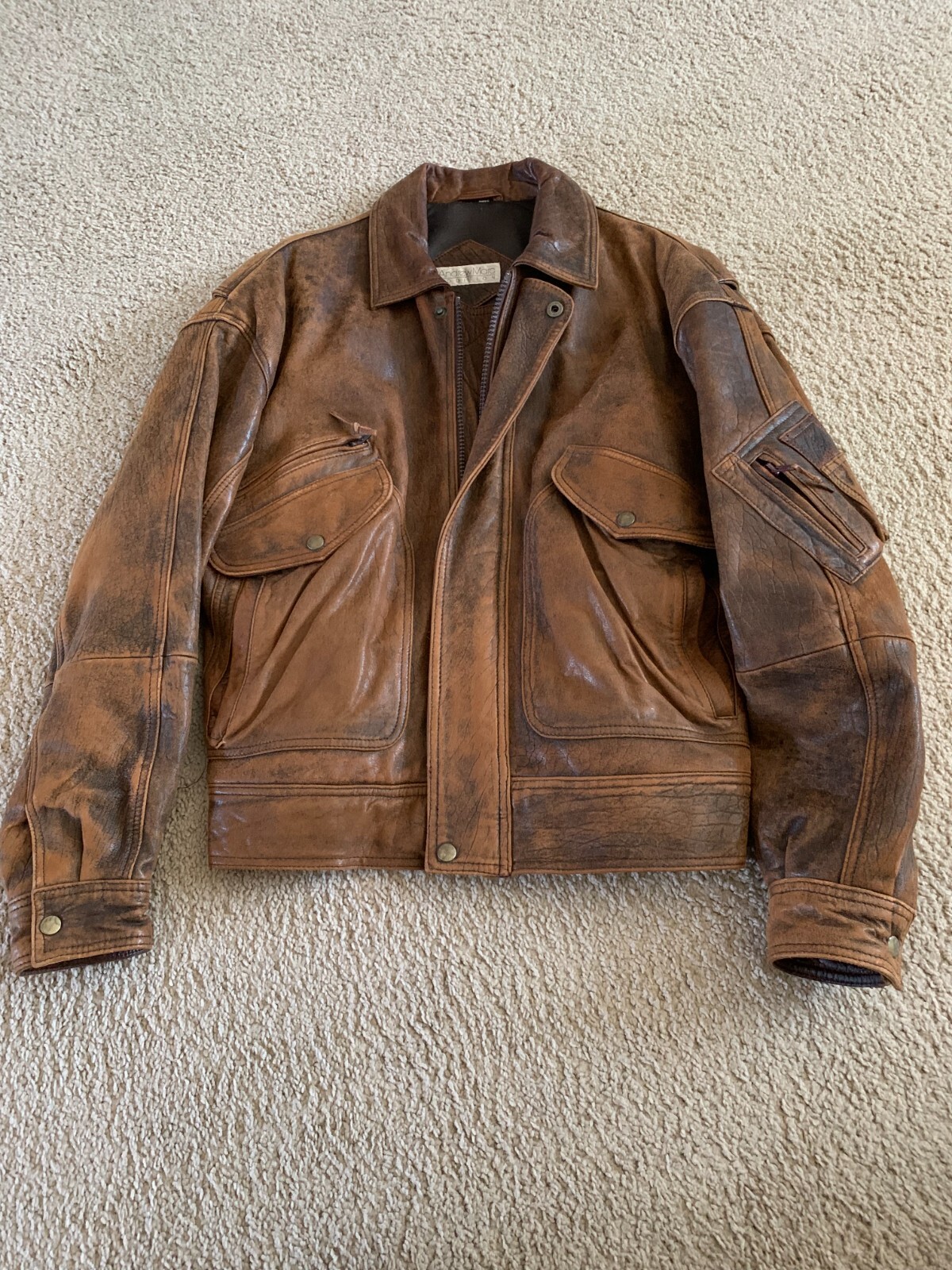 Vintage Distressed Brown Leather Jacket - Andrew Marc… - Gem
