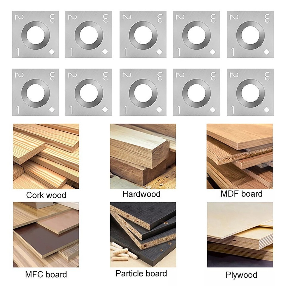 14mm Square Carbide Cutter Inserts 10 Pack for Wood MDF HDF and ...