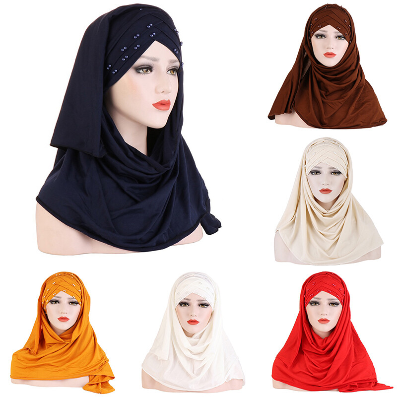 Women Hijab Scarf Muslim Full Cover Wrap Headscarf Amira Islamic Plain ...
