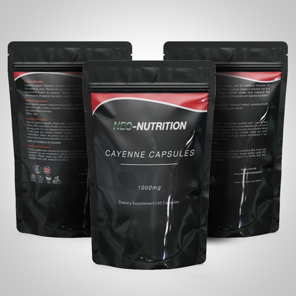 Cayenne Pepper Capsaicin Capsicum Extract Caps 1000mg No Fillers No ...