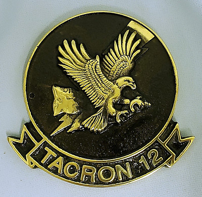 BRASS US NAVY TACRON 12 TACTICAL AIR CONTROL SQUADRON 12 CREST INSIGNIA ...