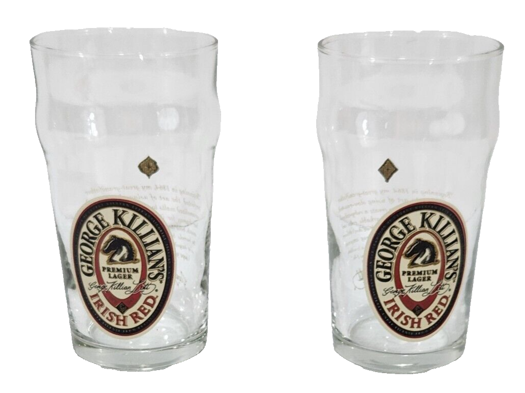 Set of 2 Vintage George Killian's Irish Red Premium Lager Beer Glass 12 ...