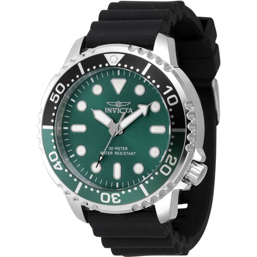 Invicta Men's Watch Pro Diver Rotating Bezel Green Dial Silicone Strap ...