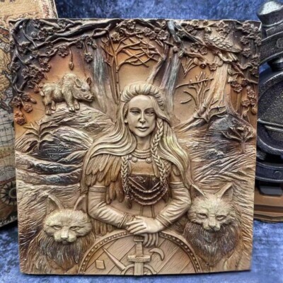 Antique Viking Plaque Silicone Mold Women Warrior Goddess with Wolves ...