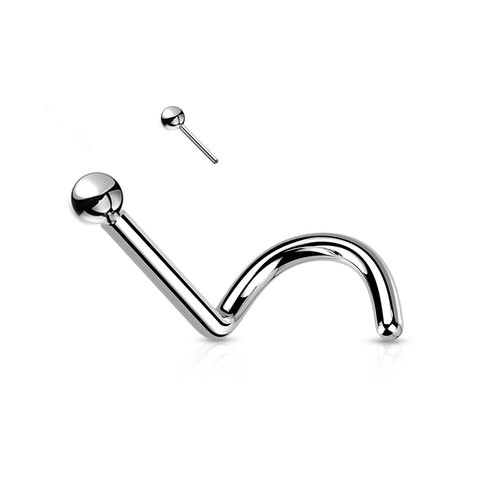 Ball Top Push In Threadless Nose Screw Stud Grade 23 Titanium 18g 20g # ...