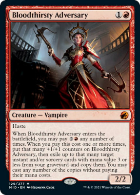 Bloodthirsty Adversary FOIL Innistrad: Midnight Hunt HEAVILY PLD CARD ...