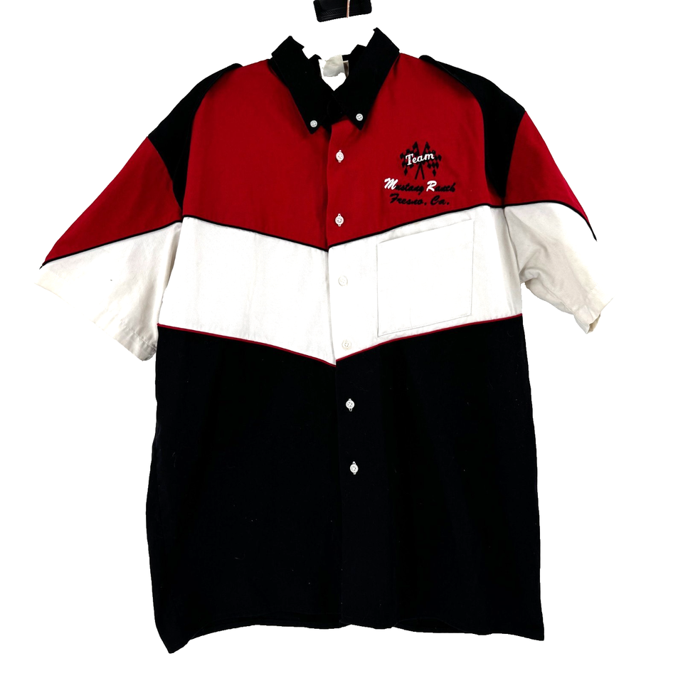 90s Speed Zone Race Gear Mechanic Pit Crew Men's Shirt Large Mustang ...