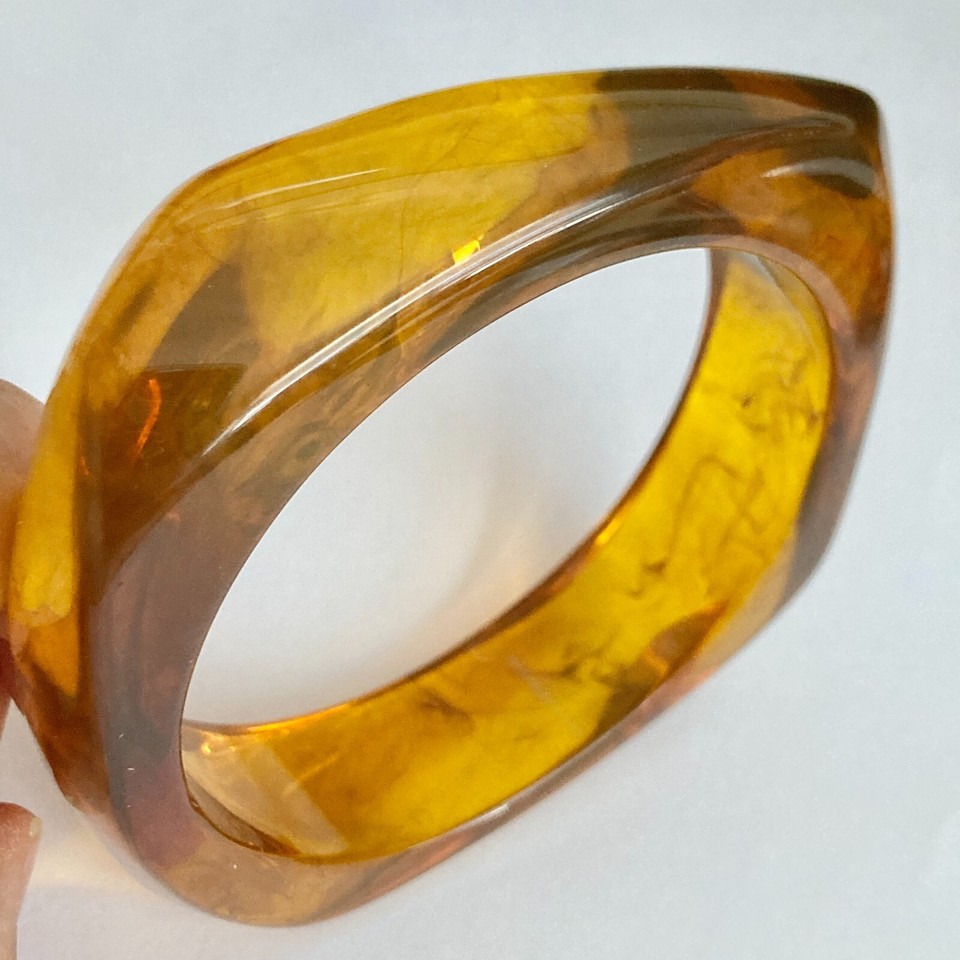 Vintage Lucite Acrylic Faux Honey Amber Tortoise Shell Bracelet Bangle ...