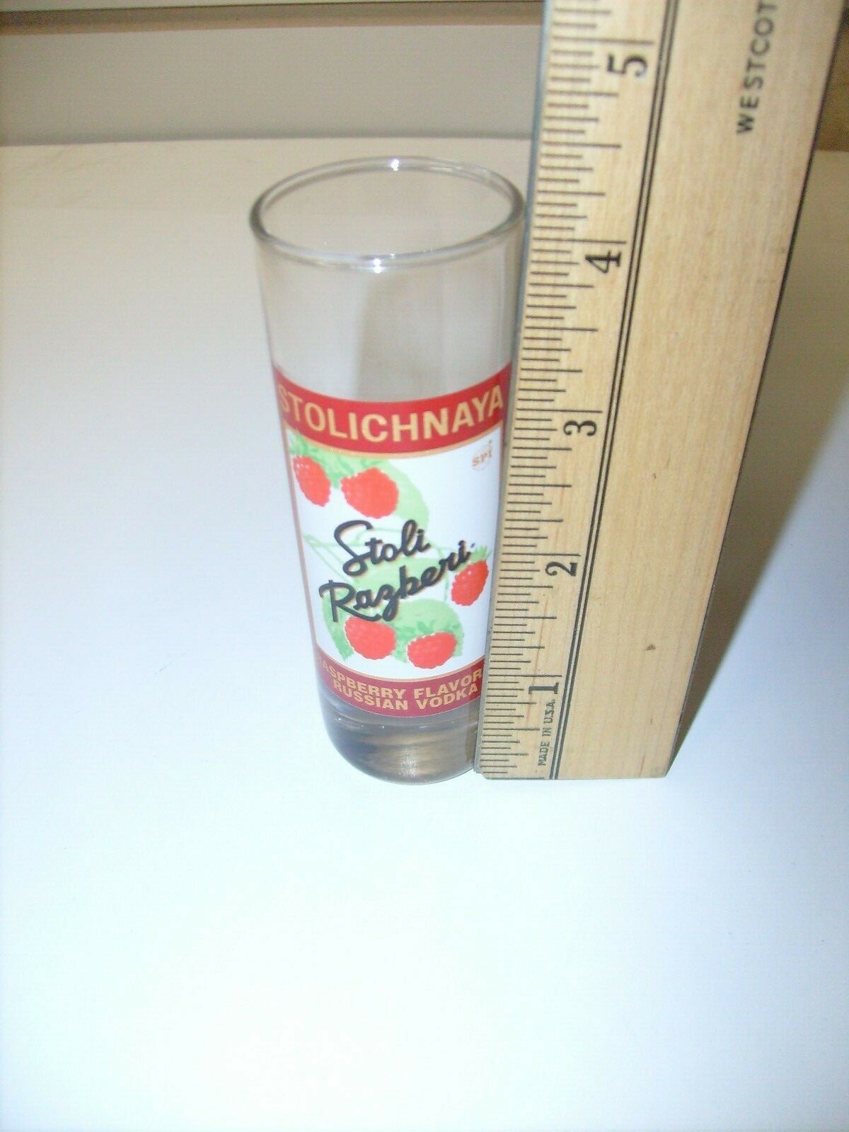 Stoli Raspberry Stolichnaya Razberi Vodka 4 " Tall Shot Glass , bar ...