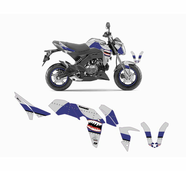 D'Cor Kawasaki Z-125 Pro Graphics Blue Kawasaki Z125 Pro 2017-2018 | eBay