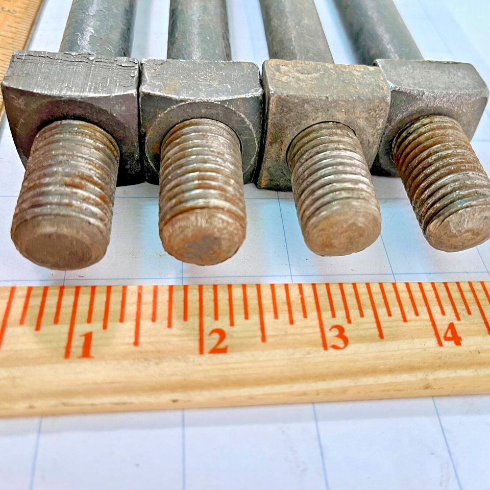 4 Vtg Nos Square Head Machine Bolts & Square Nuts 3/4" dia x 7" length ...