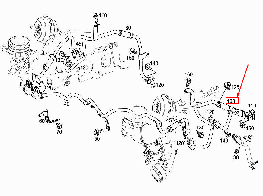 MERCEDES-BENZ C Coupe C205 Left Engine Coolant Feed Line A2762005951 ...