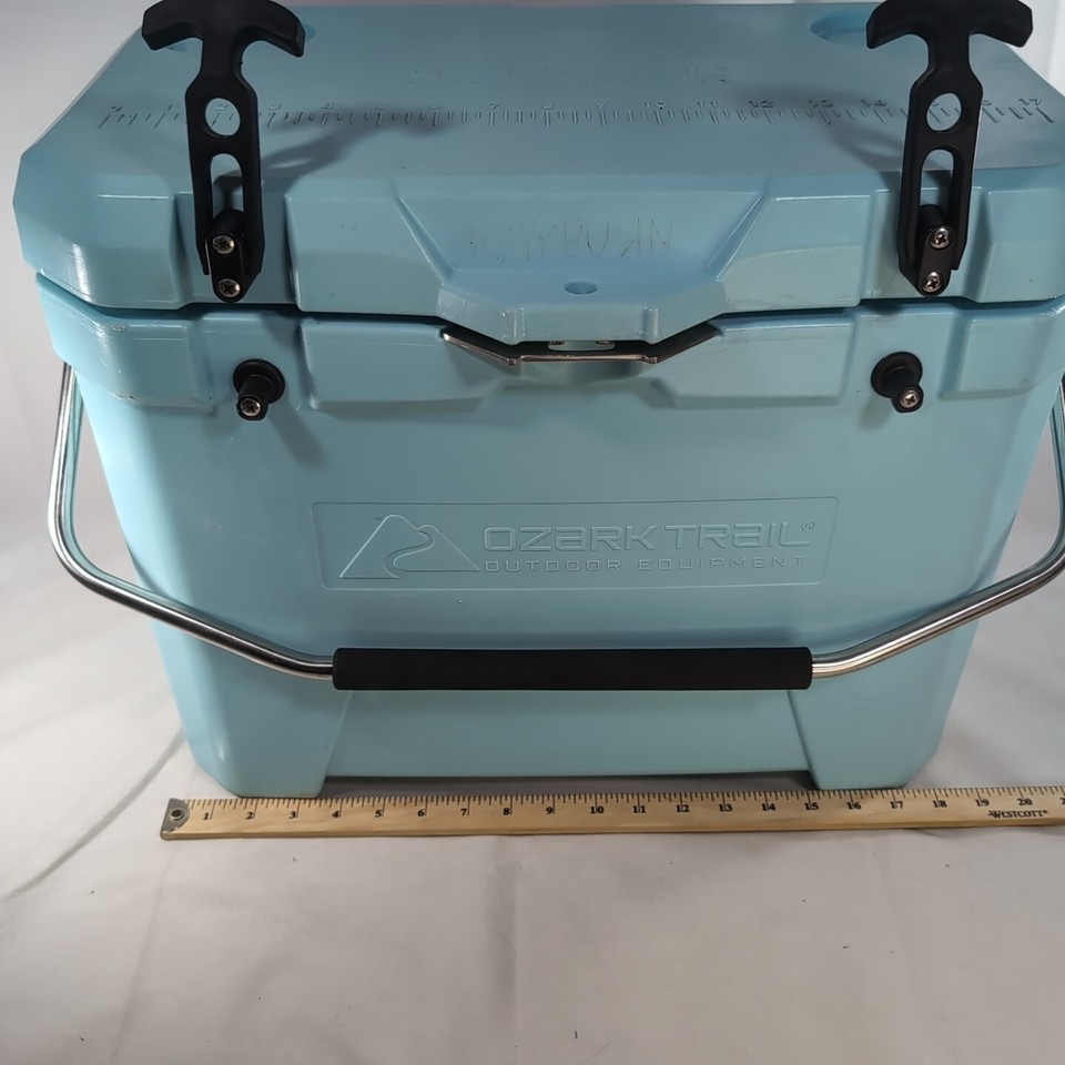 Ozark Trail 26 Qt 25L High Performance Cooler Baby Blue Fish Ruler Hard ...